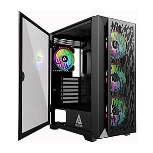 Apevia Predator-PK Mid Tower Gaming Case with 1x Tempered Glass Panel, Top USB3.0/USB2.0/Audio Ports, 4X RGB Fans, Pink Case
