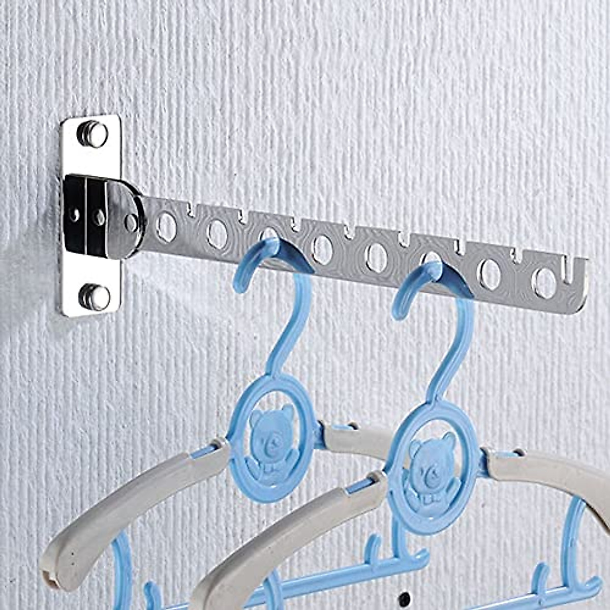 Stainless Steel Wall Mounted Clothes Hanger Clothes Rack Warrobe Organizer Drying Rack Clothes Hanger(8 Holes)