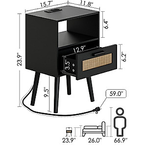 Aobafuir Wood Nightstand, Night Stand for Bedroom, Bedside Table with Drawers, Farmhouse End Table with Storage for Living Room (Modern)