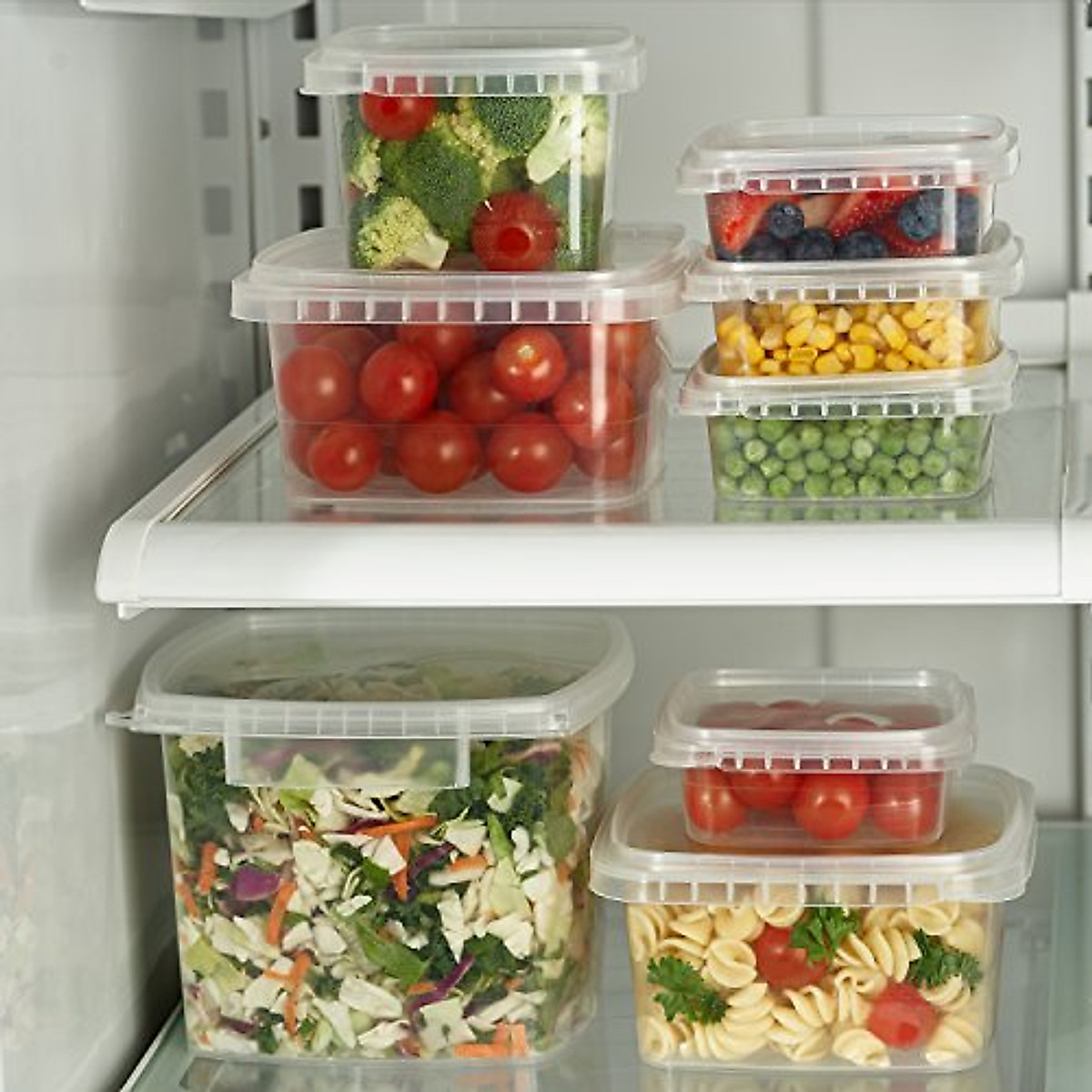 Plastic Deli Containers with Lids 32 Oz- 25 Pack- Square Clear Plastic Containers- Tamper-Proof BPA-Free Take Away Food Containers- Space Saver, Airtight, Freezer Safe Meal Prep Containers