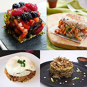 9Pack 3.15‘’ Food Rings Molds with 3 Inch Cake Collars Stainless Steel Cake Rings Round & Square Cooking Rings Mould with Pressers, Transparent Acetate Sheet Cake Rolls for Baking Pastry, Mousse Cakes