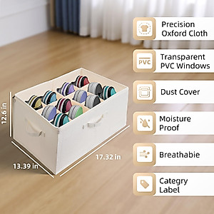 WishJazz 2 Pack Shoe Organizer for Closet, Fits 24 Pairs, Adjustable Dividers for Shoe Storage Boxes, Shoe Storage Bins with Clear Cover Stackable, Foldable Shoe Holder for sandal organizer, Beige