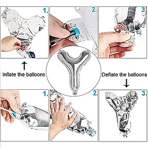 Birthday Party Decoration -16inch Silver Happy Birthday Balloon, 18inch Five-pointed Stars Balloons and 10inch Blue Black White Balloons