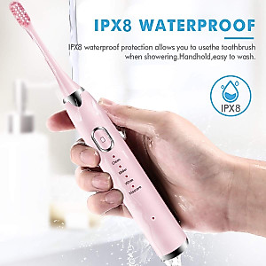 WOSUK Electric Sonic Toothbrush Powerful Sonic Cleaning Toothbrush with Timer 4 Modes Dentists Recommend Sonic Rechargeable Toothbrush for Adults, 2 Hr Charge Last 30 Days, 4 Brush Heads