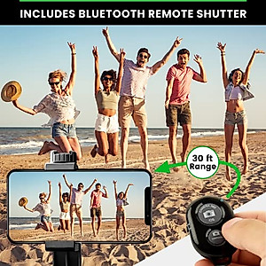 KobraTech Cell Phone Tripod Mount Adapter with Bluetooth Remote | Fits Any Size Smartphone Including iPhone 14 Plus, Pro Max, S23 Ultra and More | iPhone Tripod Mount Holder with Built-in Cold Shoe