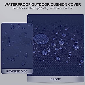 Favoyard Outdoor Chair Cushions 19"x19"x2" Set of 4 Waterproof Seat Cushion for Patio Furniture with 3-Year Fade Resistant Removable Cover Attach Straps Hidden Zipper Round Corner for Yard Garden
