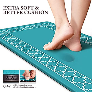 LuxStep Kitchen Mat Set of 2 Anti Fatigue Mat, Non Slip Kitchen Rugs and Mats Waterproof Memory Foam Kitchen Rug, Standing Desk Mat Floor Mats for House,Sink,Office,Kitchen(Green)