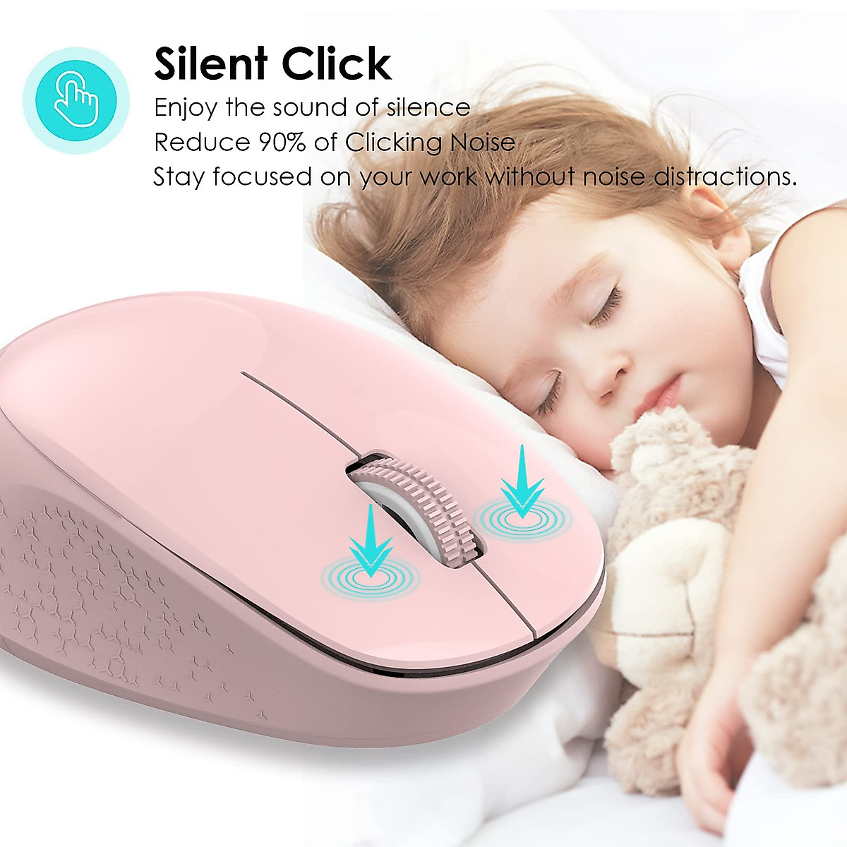 LeadsaiL Wireless Mouse for Laptop, 2.4GHz Silent USB Mouse, Slim Optical Mouse with 3 Buttons, 1600 DPI, Works with Windows, Mac, Chrome OS, Linux