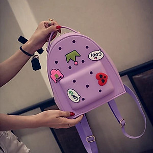 Happy Home Silicone Women Backpack With Charms-Small Travel Crossbody Bag Lightweight Durable Waterproof (Light Purple)