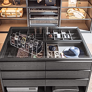 Kweetle Belt Organizer 7 Compartments, Clear Belt Holder Display Case Acrylic Belt Organizer for Closet, Tie