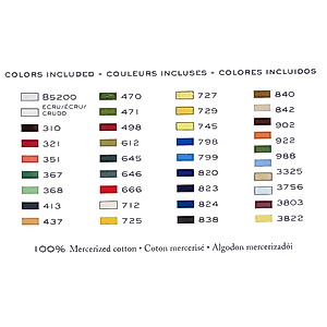 DMC Home Decor Embroidery Floss Set, Assortment Pack of 36 Cotton Thread Kit Bundle with Hand Embroidery Needle Size 3/9 and Threads of DMC Black/White.Cross Stitch String, Yarn Supplies