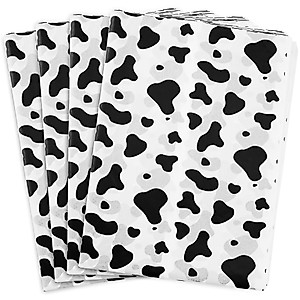 50 Sheets Large Cow Print Tissue Paper Bulk,28 x 20 inch,Cow Print Tissue Paper for Gift Bags,Black and White Cow Print Tissue Paper for Cow Party