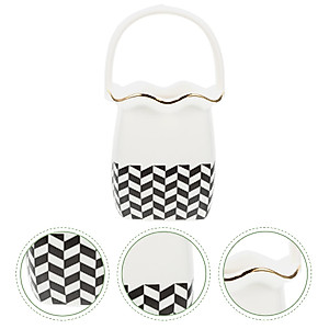 HEMOTON Ceramic Utensil Holder Caddy Organizer: Kitchen Flatware Silverware Tableware Container Holder Chopsticks Storage Basket Cup for Spoon Forks Dining Table Black