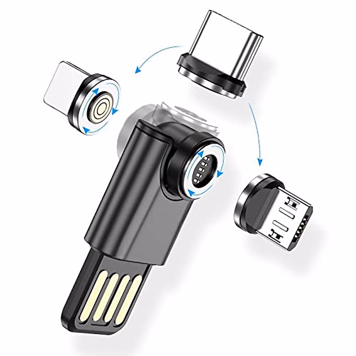 BoxWave Cable Compatible with Lenovo Legion Pro 5i (RTX 4050) - MagnetoSync Mini Adapter, Magnet Charging Cable USB Type-C Micro USB - Jet Black