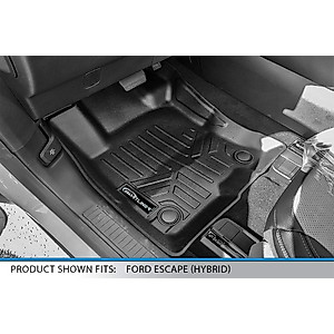 SMARTLINER All Weather Custom Fit Floor Mats 2 Row Liner Set Black Compatible with 2020-2023 Ford Escape (Hybrid Models Only)