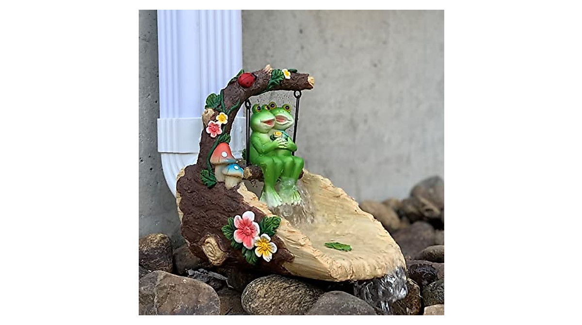 Outdoor Frog Couple Statue for Gutter Downspout Extension