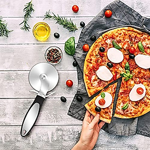 DEFUTAY Pizza Cutter Wheel with Non Slip Handle,8.3 Inch Super Sharp Pizza Slicer for Pizza, Waffles, Pies and Dough Cookies (Black)