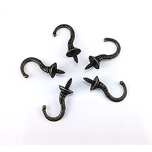 yueton 20pcs Vintage Carving Screw-in Wall Ceiling Hooks Cup Hooks Hanger 1/2inch Open Mouth