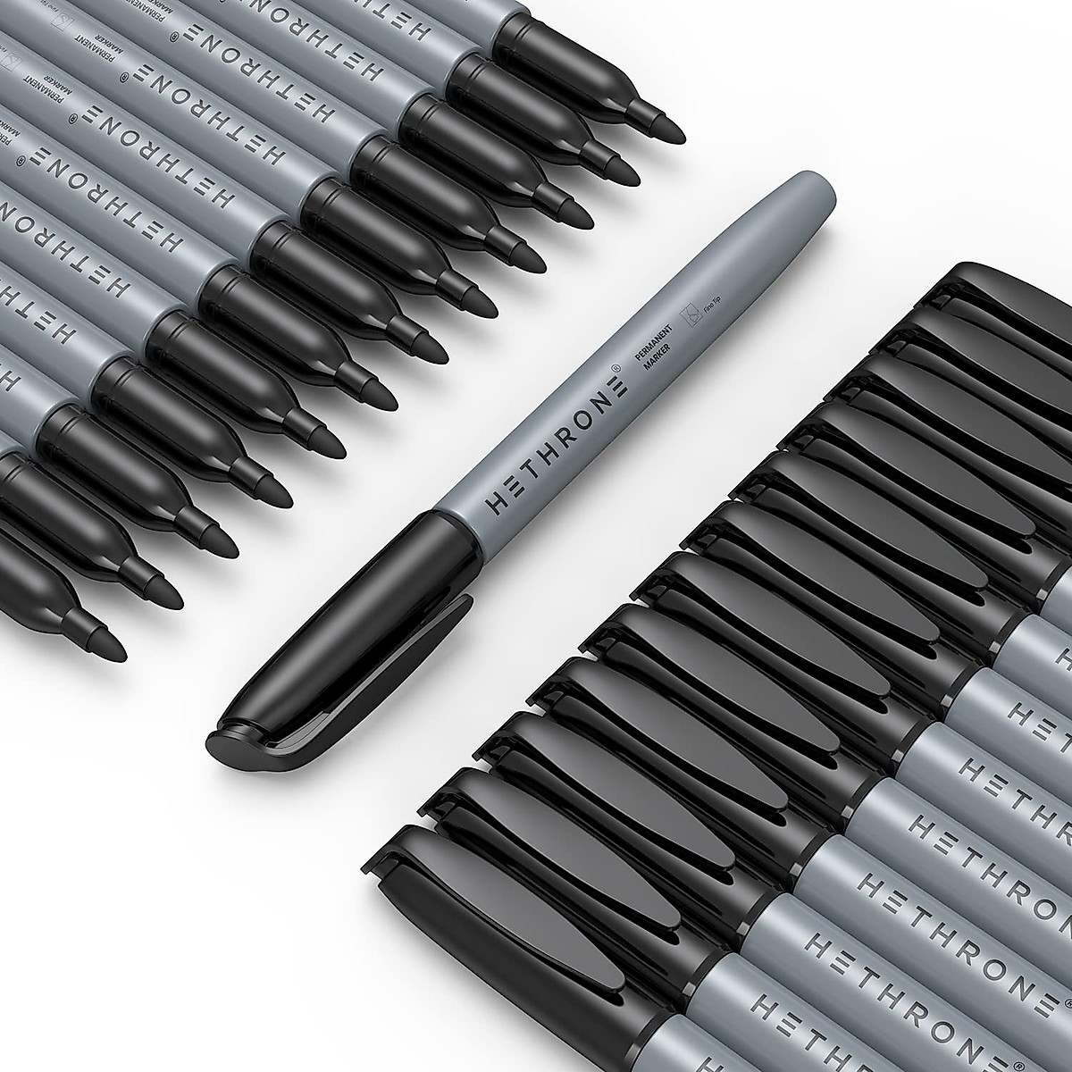 Hethrone Permanent Markers, 28 Count Black Permanent Markers for Writing Doodling and Marking