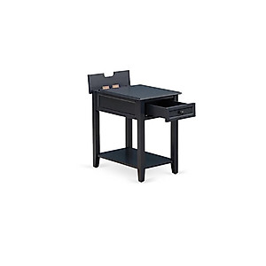 East West Furniture DE-15-ET Denison Nightstand - Rectangle End Table with a Drawer for Bedroom, 24x19 Inch, Navy Blue
