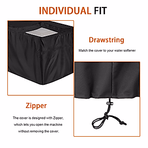 Water Softener Cover-All-Season Use, Water Softener Cover with Split Zipper ,Waterproof , Dustproof, Sun Protection,Suitable for Indoor and Outdoor Use (19.5*20.5*47in,Black)