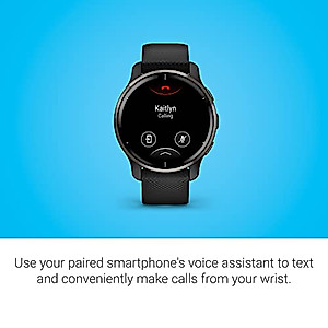 Garmin 010-02496-01 Venu 2 Plus, GPS Smartwatch with Call and Text, Advanced Health Monitoring and Fitness Features, Slate with Black Band