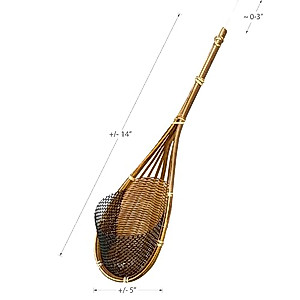 PANWA Handmade 100% Thai Bamboo Woven 4 Inch Hanging Orchid Basket - Set of 3 Multi-Purpose Bird Nest Style Plant Hangers for Gazebo - Indoor/Outdoor Flower Planter (Natural Brown)