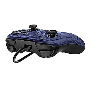PDP Gaming Faceoff Deluxe+ Wired Switch Pro Controller - Officially Licensed by Nintendo - Customizable gamepad buttons, sticks, triggers, and paddles - Ergonomic Controllers - Blue Camo / Camouflage