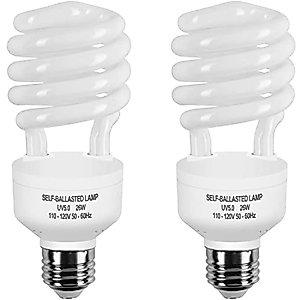 Simple Deluxe 2 Pack Reptile UVA UVB Light 5.0 26W Compact Fluorescent Lamp Light Bulb for Rainforest Tropical Terrarium, Reptiles, Lizard, Turtle, UVB 5.0