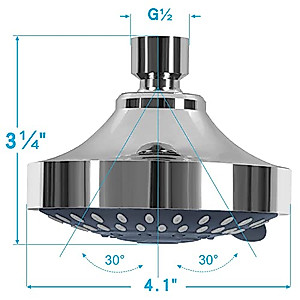 Shower Head High Pressure Rain Fixed Showerhead 5-Setting with Adjustable Metal Swivel Ball Joint - Relaxed Shower Experience Even at Low Water Flow & Pressure Aisoso
