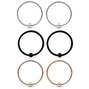 Yaalozei 20G Nose Rings Hoop Piercing Jewelry for Women 20 Gauge Stainless Surgical Steel Thin Septum Nose Eyebrow Lip Smiley Ring Cartilage Tragus Helix Rook Daith Hoop Earring Piercing Jewelry Men