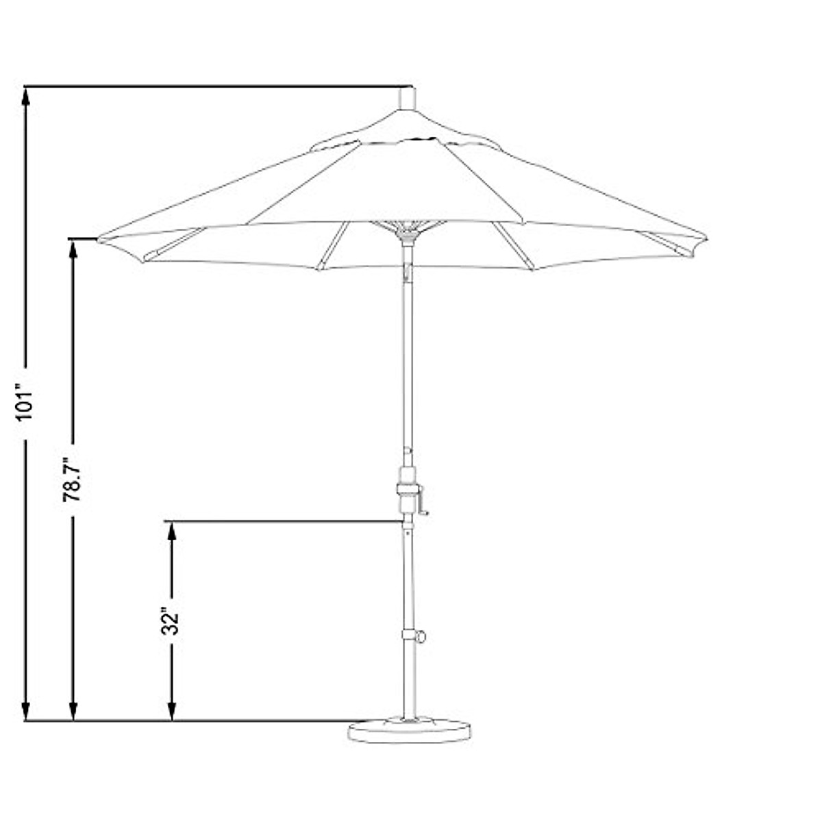 California Umbrella 9' Round Aluminum Market Umbrella, Crank Lift, Collar Tilt, Bronze Pole, Red Olefin