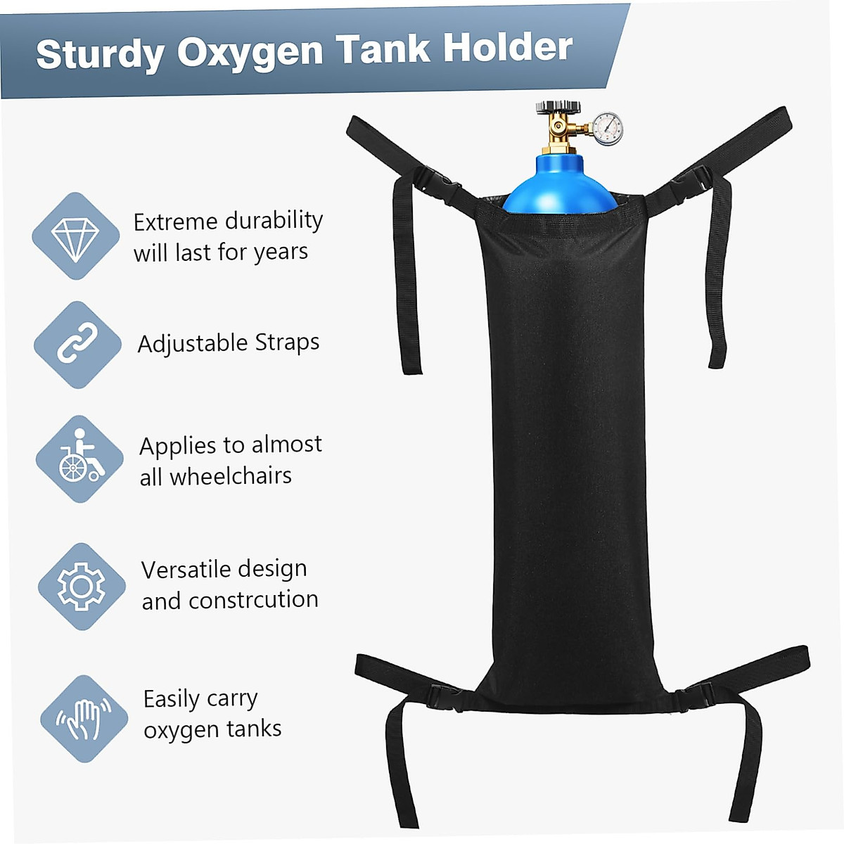 Oxygen Cylinder Pannier Bag Storage Bag Buggy Bag Buckle Oxygen Tank Pouch Wheelchair Storage Pouch Oxygen Trolley Pouch Scuba Tank Holder Travel Oxford Cloth Bag