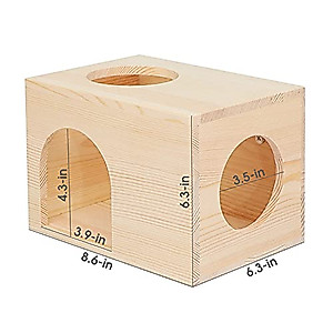 C-LIGHT Pet Chinchilla Hut Hideout Natural Wooden Small Animal Hideout for Chinchilla Squirrel Sugar Gliders (B)