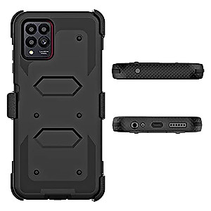 HONTECH for T-Mobile Revvl 6 Pro 5G Case,Holster Phone Case with Built-in Screen Protector Swivel Belt Clip Heavy Duty Full Body Protection Shockproof Kickstand Cover for Outdoor Sports