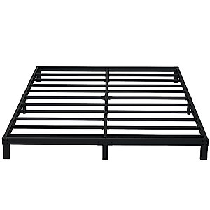 EMODA 6 Inch California King Bed Frames Heavy Duty Metal Cal King Platform with Steel Slats Support, No Box Spring Needed, Noise Free, Black