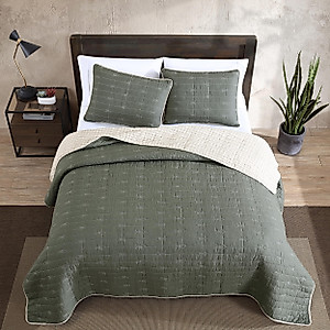 Eddie Bauer - King Quilt Set, Reversible Cotton Bedding with Matching Shams, Lightweight Home Decor for All Seasons (Troutdale Green, King)