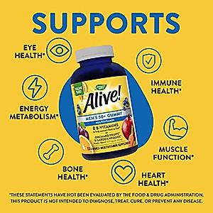 Nature’s Way Alive! Men’s 50+ Gummy Multivitamins, High Potency Formula, Supports Whole Body Wellness*, Fruit Flavored, 150 Gummies