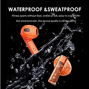 True Wireless Earbuds Bluetooth in Ear Headphones for iPhone Android Transparent Blue Tooth 5.3 Ear Buds Deep Bass TWS Wireless Earphones with Microphone Cordless Earbud with Charging Case Green