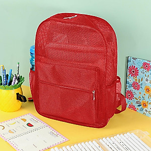 Amylove 12 Pcs Bulk Mesh Backpacks Bulk Mesh Bookbag for School Beach Backpack for School Kids Backpack Beach Bag(Multicolor)