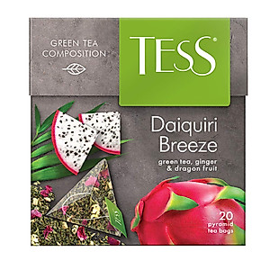 Tess Daiquiri Breeze Green Tea Composition Green Tea, Ginger and Dragon Fruit Leaf Tea in 20 Pyramid Sachets