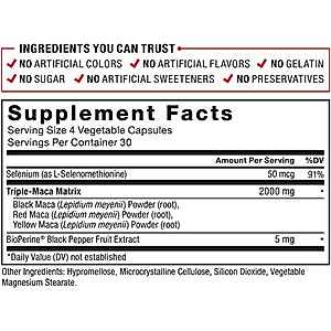 Force Factor Maca Max, Maca Root Capsules to Maximize Vitality & Performance, Made with Black Maca, Red Maca, & Yellow Maca Powder, Maca Root Powder, 2000mg, 120 Capsules