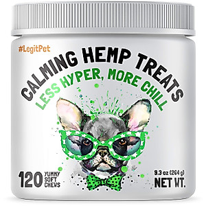 LEGITPET Calming Hemp Treats for Dogs 120 Soft Chews and Probiotics for Dogs with Natural Digestive Enzymes 120 Soft Chews Bundle - Made in USA