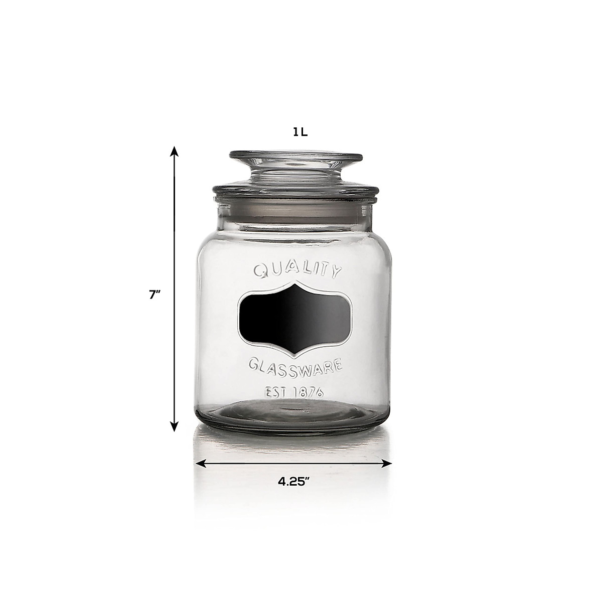 American Atelier Canister Set 3-Piece Glass Jars in 33oz, 44oz & 60oz Chic Retro w/ Airtight Lids, Chalkboard, for Cookies, Candy, Coffee, Flour, Sugar, Rice, Pasta, Cereal & More, Clear