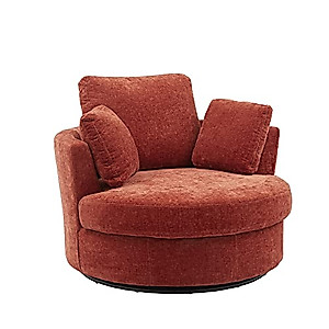 Oversized Swivel Accent Barrel Chair with 3 Pillows,Modern Comfy Upholstered 360 Recliner Sofa Cozy Club Chaise Leisure Round Loveseat Lounge Armchair for Living Room/Bedroom/Hotel/Nursery/Office
