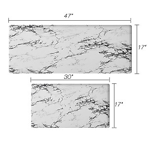 Asvin Kitchen Mat Set of 2 Pieces, Anti Fatigue Cushioned Kitchen Rug for Floor, Non-Slip PVC Waterproof Heavy Duty Sink Mat for Home, Office, Laundry, 17"x30"+17"x47"