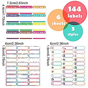 OIIKI Reusable Baby Bottle Labels for Daycare 144pcs, Waterproof Name Labels for Daycare, Animal Self Adhesive Name Tag Stickers Write On Kids Food Water Bottle Labels for School Classroom