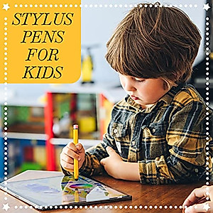 Konohan 12 Pcs Kids Stylus Pens for Touch Screens Hexagon Pencil Shaped Stylus Crayon Stylus Pen for Children Youth Girls Boys Compatible with iPhone Android Edition Tablet Universal Devices (Yellow)