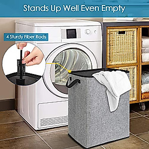 SNIGJAT 70L Clothes Laundry Hamper for Bedroom with Removable Liner, Lightweight Dirty Clothes College Hamper Collapsible for Small Space, Sturdy Laundry Basket with Handles for Bathroom Closet