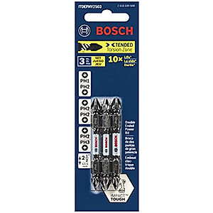 BOSCH ITDEPHV2503 3-Piece 2-1/2 In. Impact Tough Double-Ended Screwdriving Bit Assorted Set